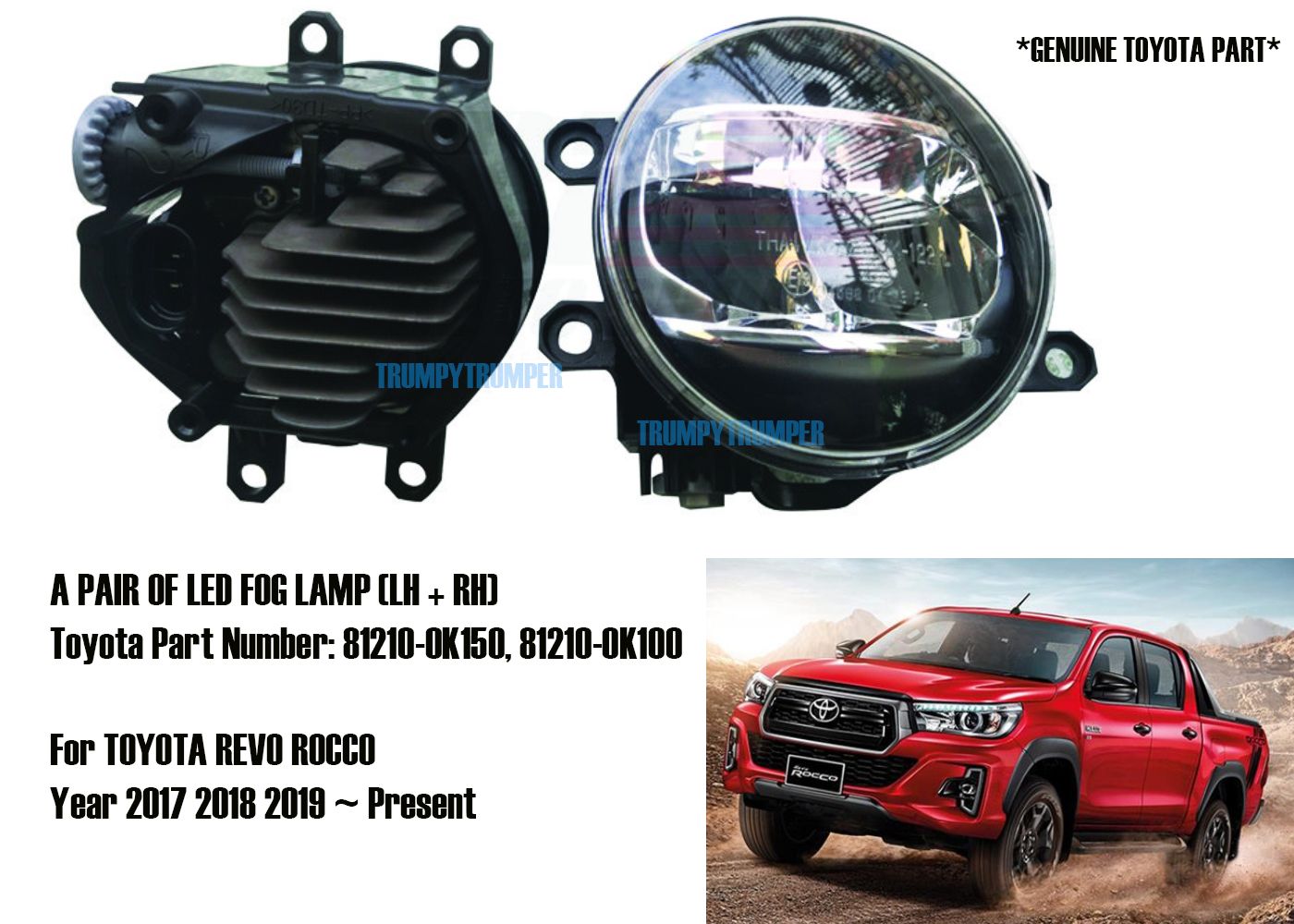 GENUINE TOYOTA LED STYLE FOG LAMP ASSY HILUX REVO ROCCO 81210-0K150 ...